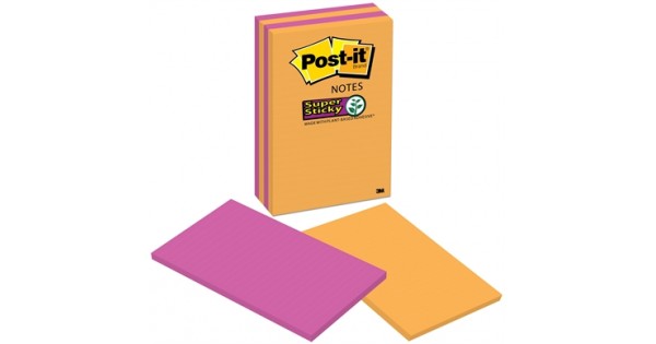 3m super sticky post-it 123x200mm ultra Bright pack of 4