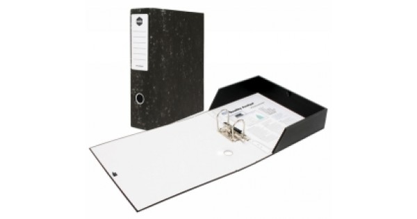 Box file marbig lever arch 70mm black mottled