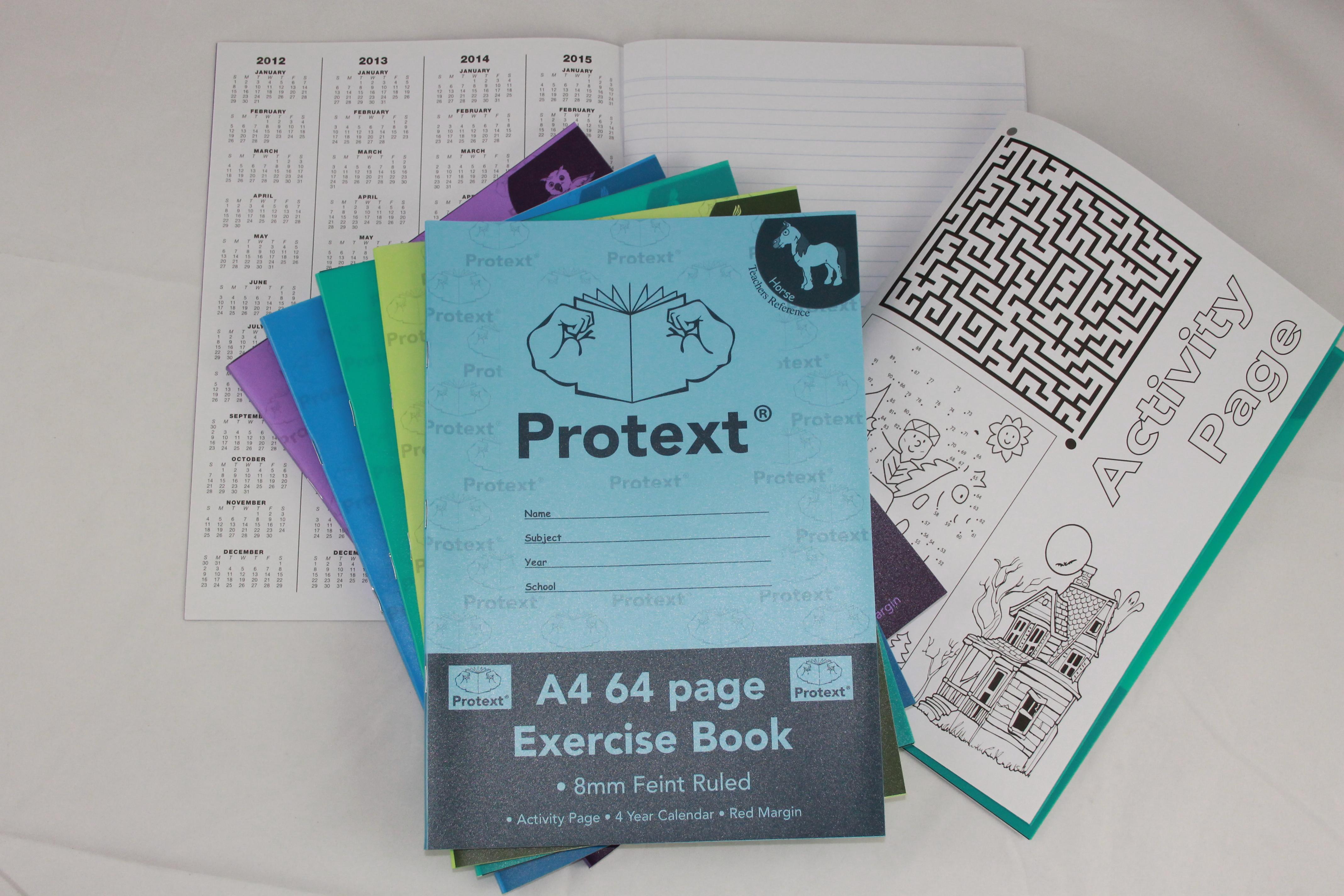 Exercise book protext a4 8mm ruled pp cover 64pg horse pk 10