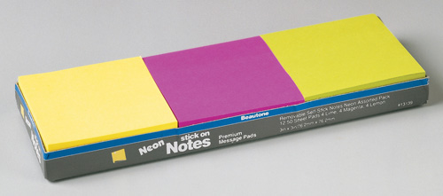 Stick On Notes Beautone 76x76 Assorted Neon pk12