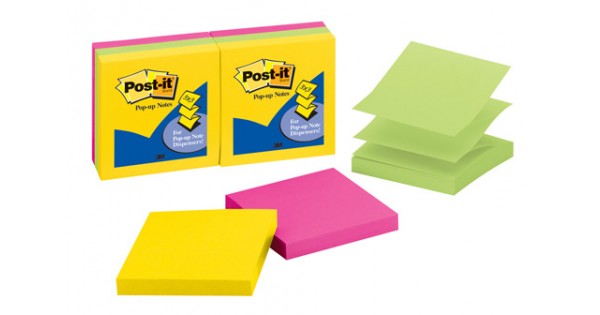 3M Post-it Pop-up Notes Prints 6 Pack 73x73 Assorted Ultra Colours