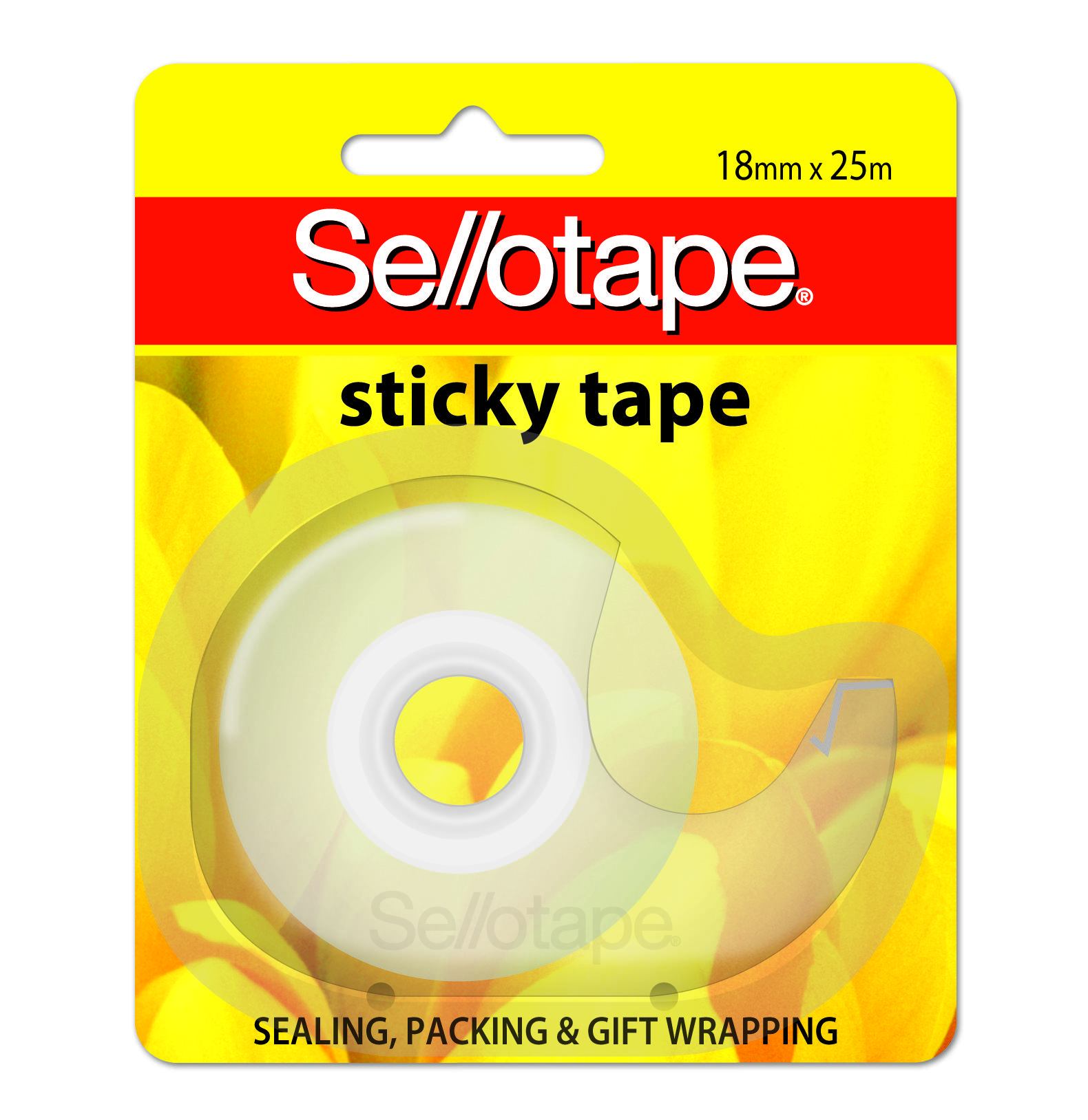 Tape clear sellotape on dispenser 18mmx25m bx 8
