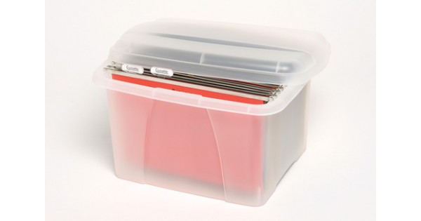Office in a box crystalfile porta box w/files clear