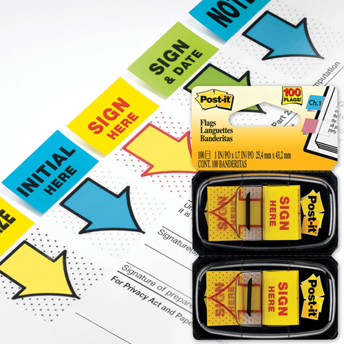 3M Post-it Initial Here Flags Yellow 2 Pack