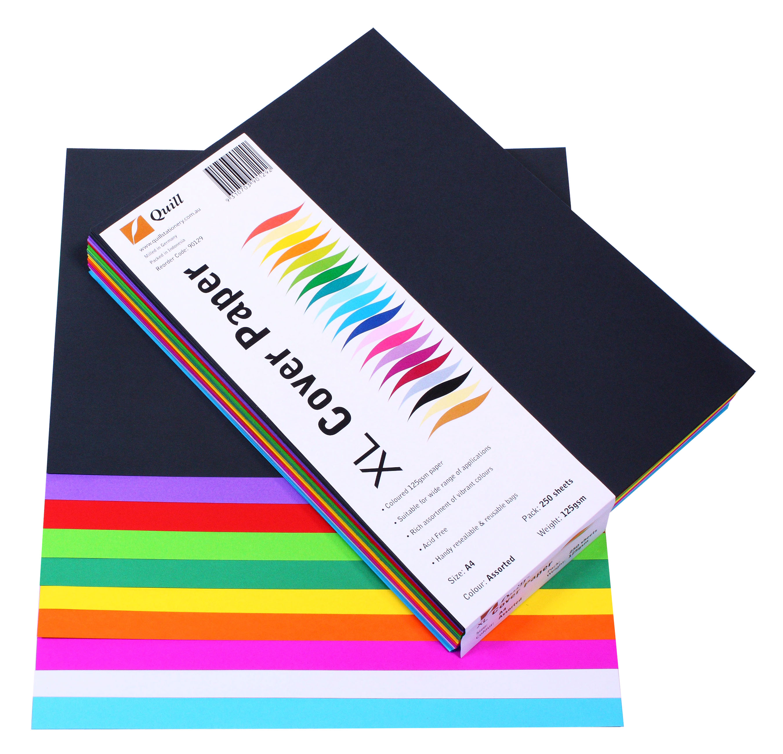 Cardboard quill a4 xl multicover 125gsm asst colours pk250