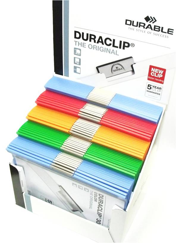 File durable a4 duraclip bright 4 asst colours disp 50