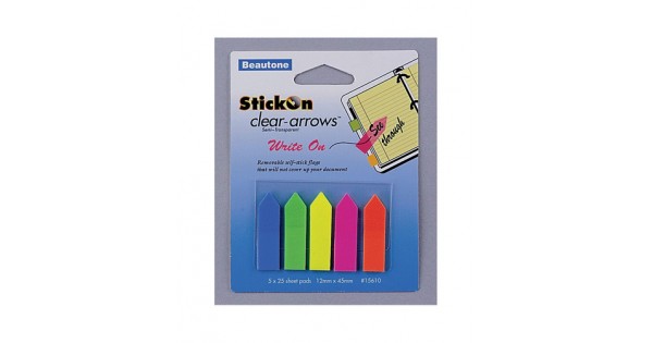 Stick on arrows b/tone 12x45 clear asst cols
