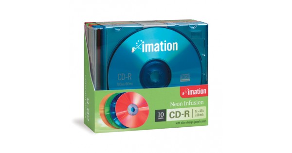 Cd-r imation 80min 40x 700mb neon infusion pk10