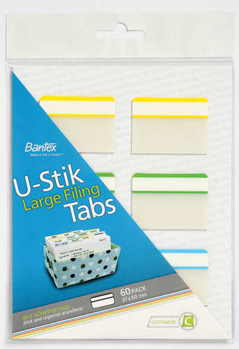 Filing tabs u-stik 37x50mm white tab 60's