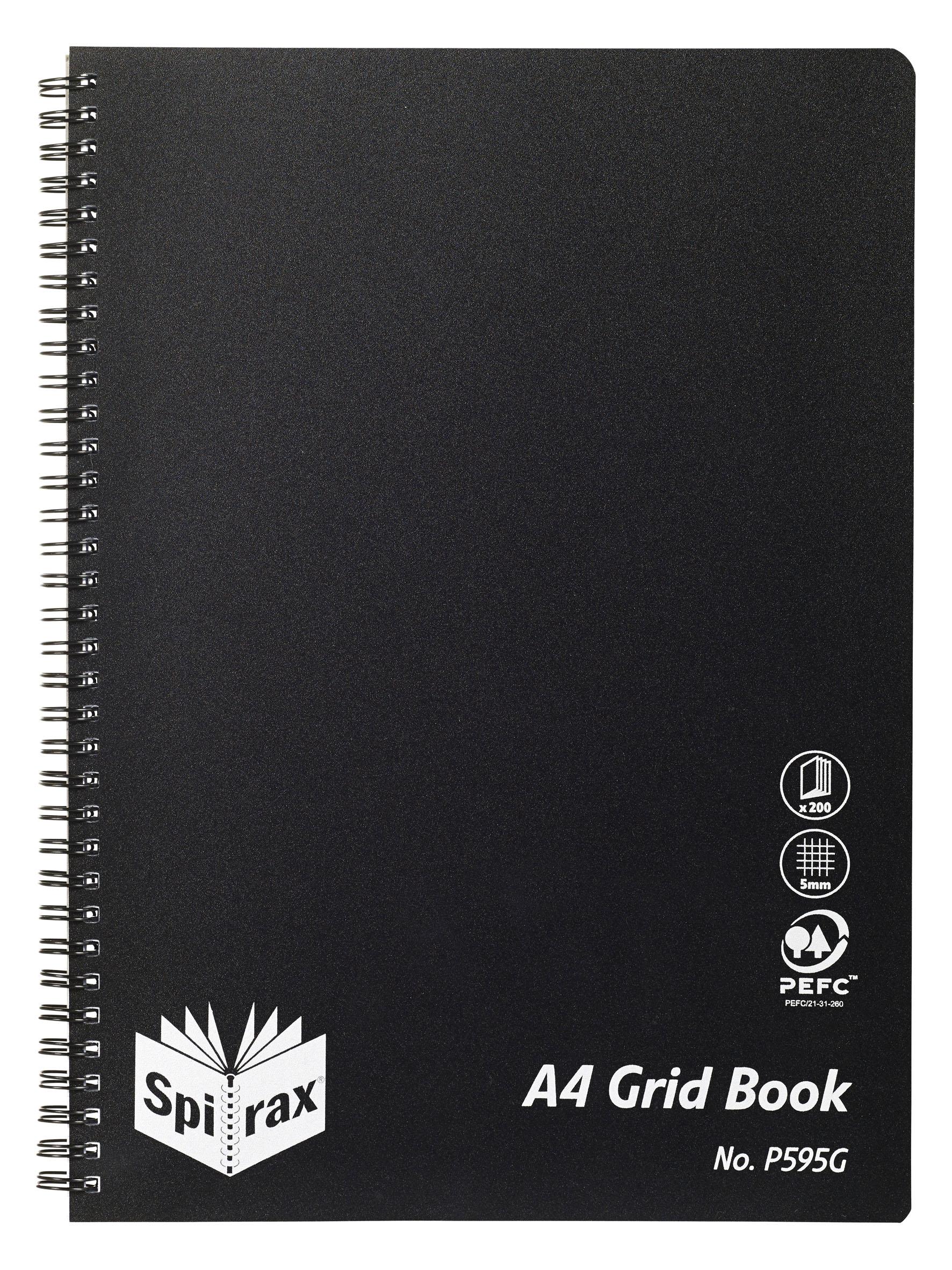 Grid book P595 pp 200pg black pk 5