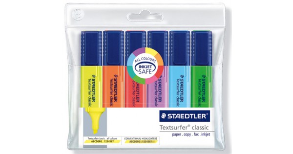 Staedtler Textsurfer Classic Highlighters Assorted 6 Pack